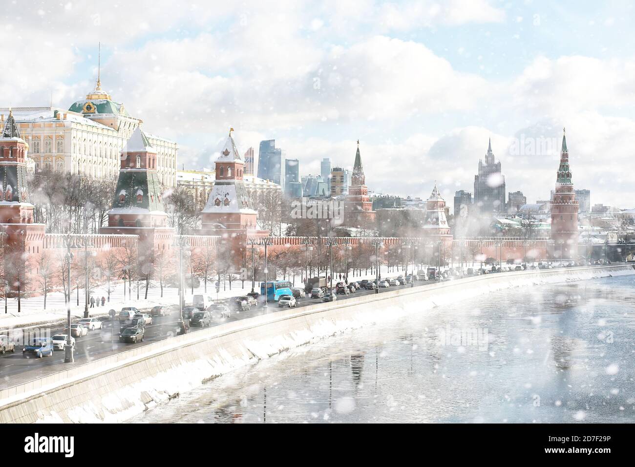 Winter snow landscape in the Russian capital Moscow Stock Photo - Alamy