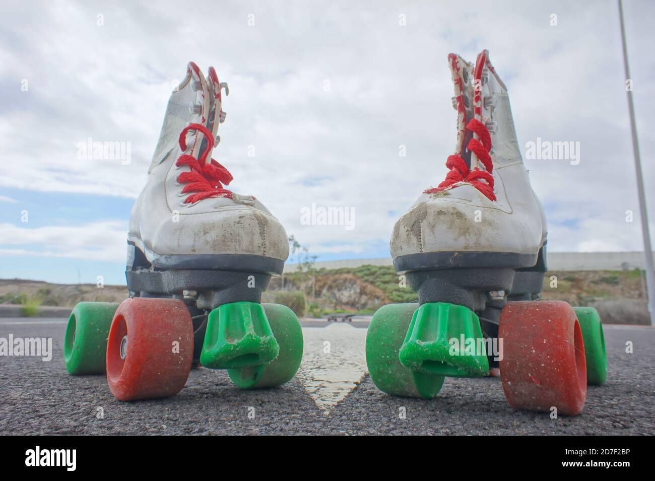 Old Vintage White Skate Boot Stock Photo - Alamy