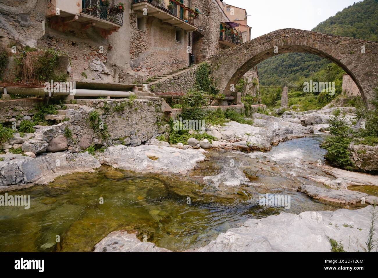 Zuccarello architectures and historical bridge, medieval town near ...