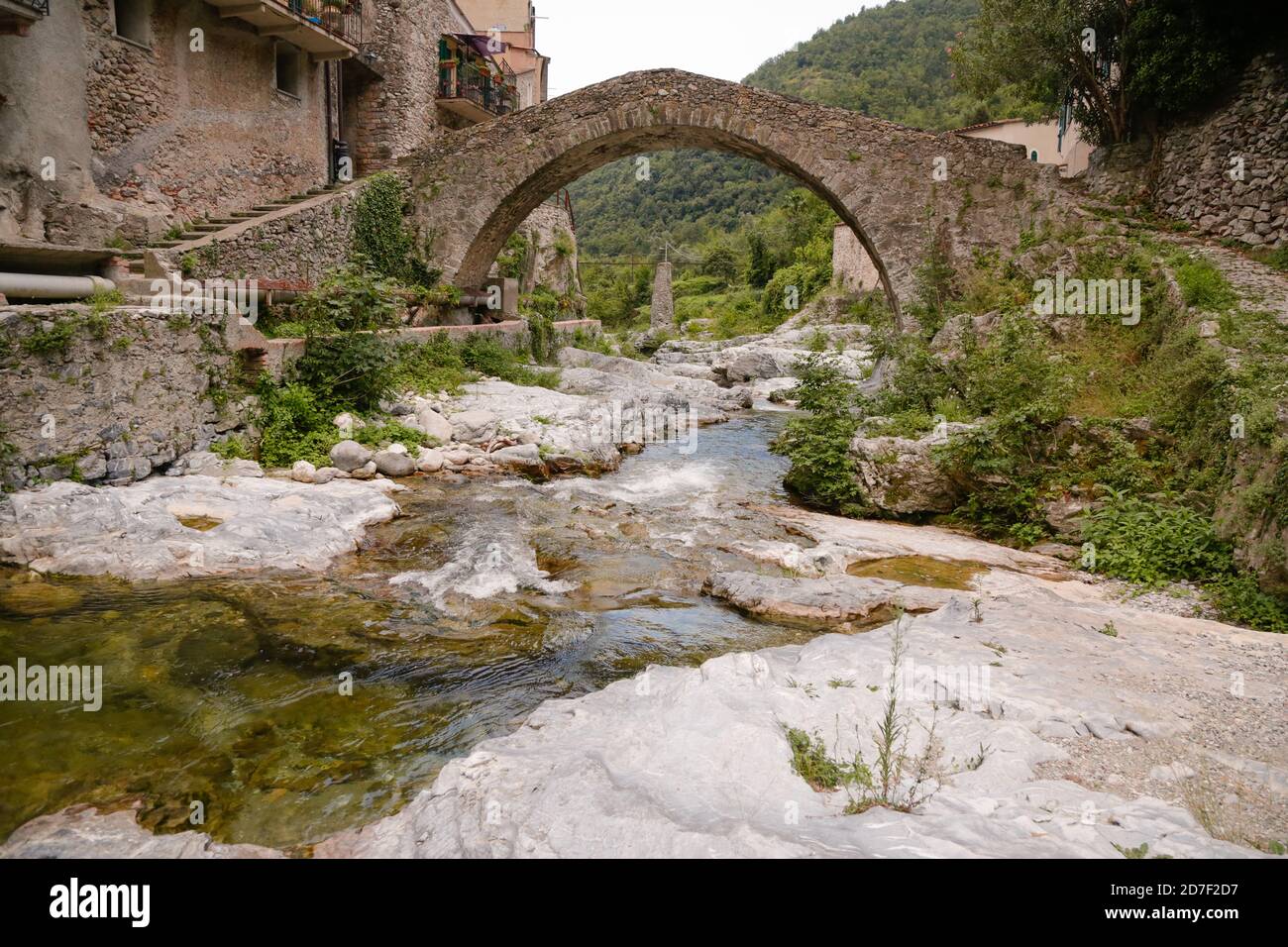 Zuccarello architectures and historical bridge, medieval town near ...