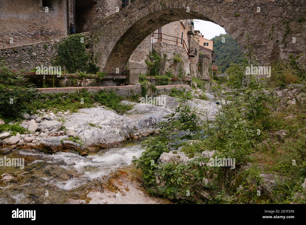 Zuccarello architectures and historical bridge, medieval town near ...