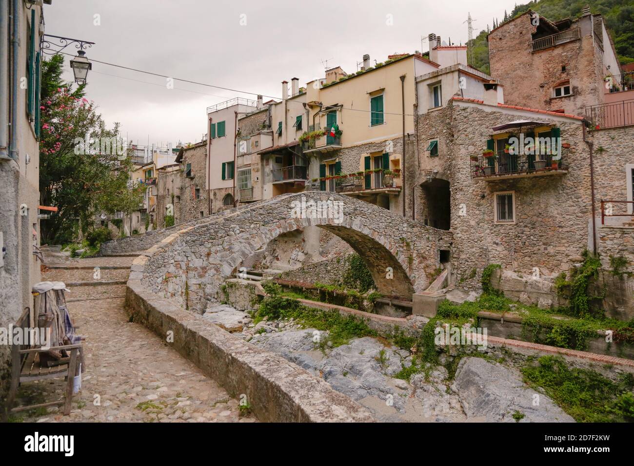Zuccarello architectures and historical bridge, medieval town near ...
