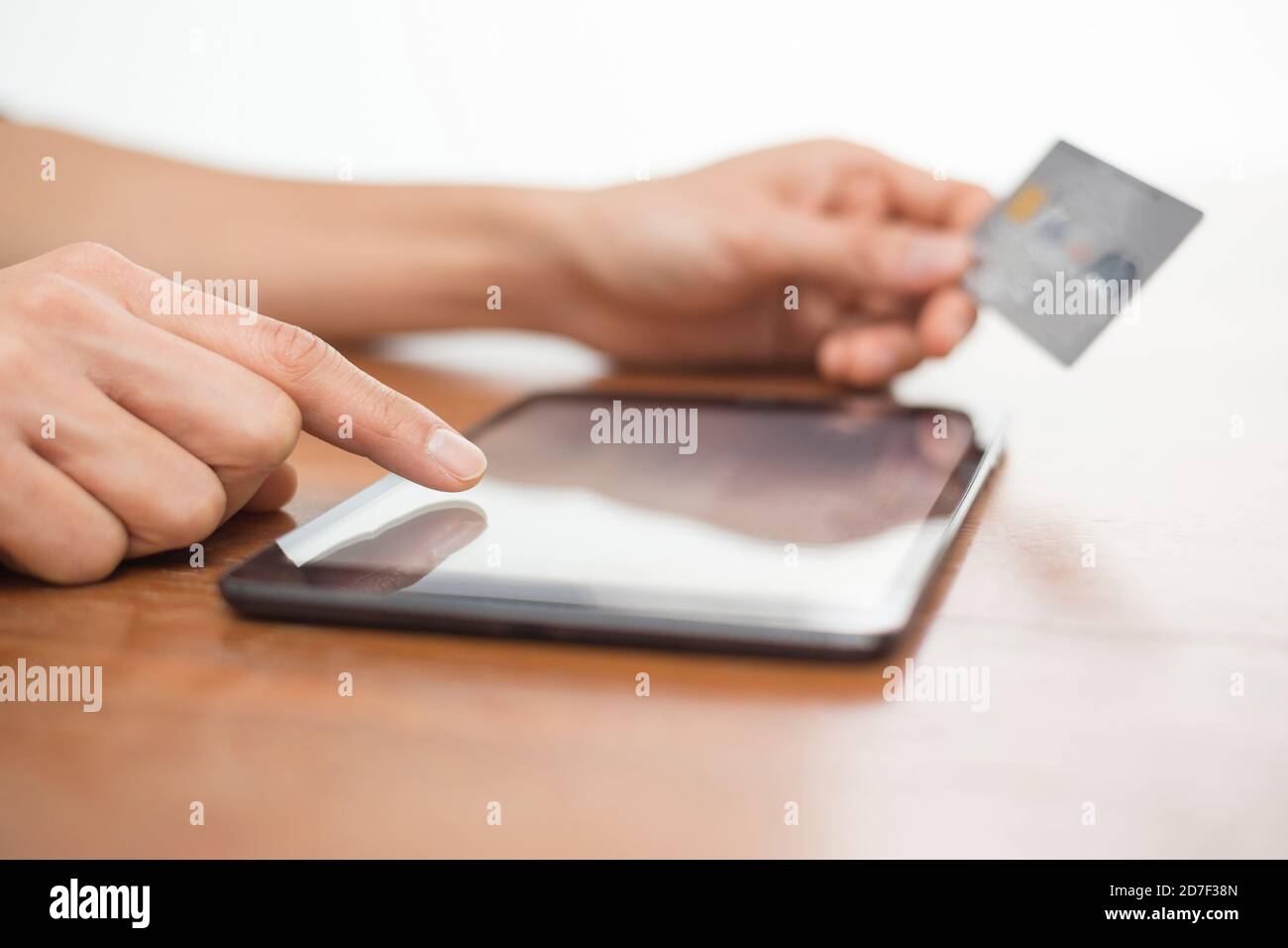 Online Shopping With Credit Card Using Tab Stock Photo - Alamy