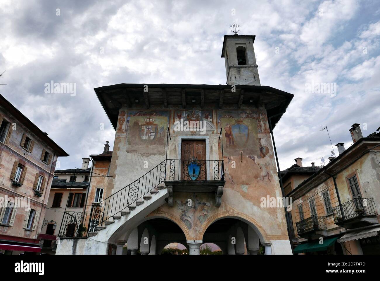 Ancient Town council building Palazzotto in Orta, Piedmont, Italy Stock ...