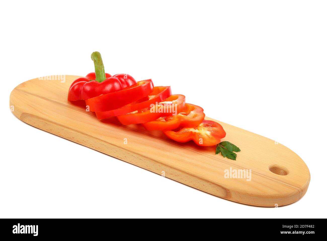 Cutting red pepper into slices Cut Out Stock Images & Pictures - Alamy