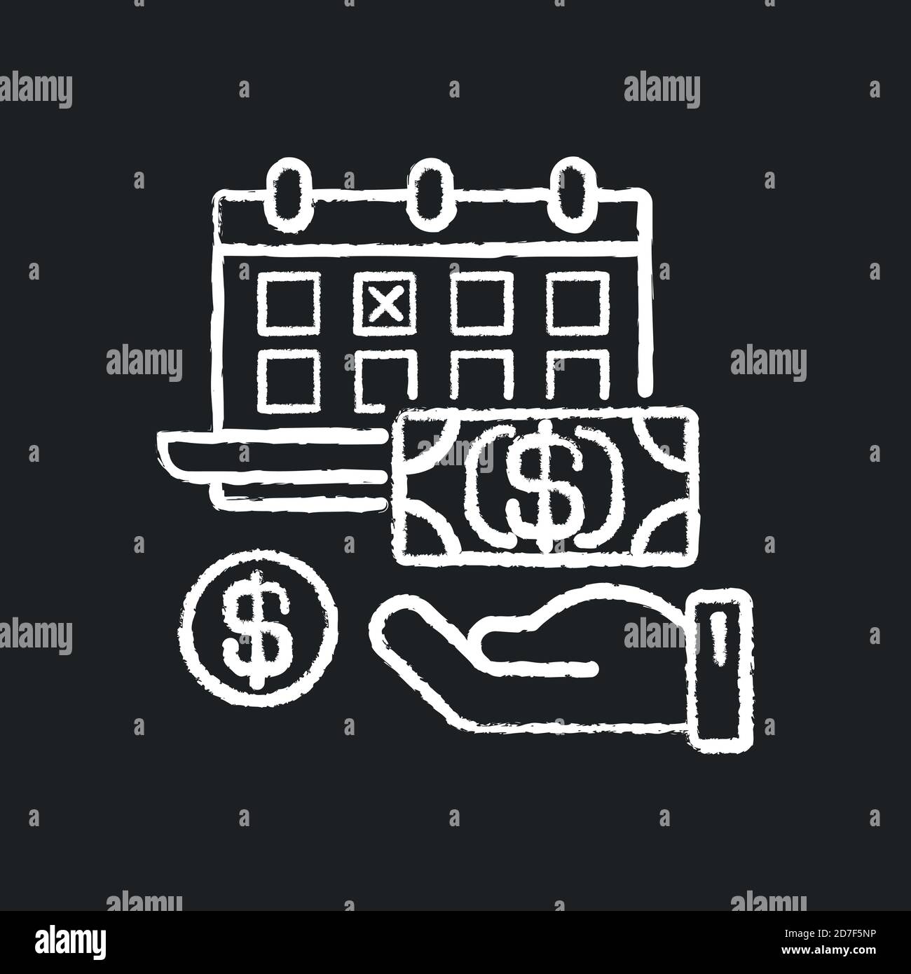 Monthly payment chalk white icon on black background Stock Vector Image ...