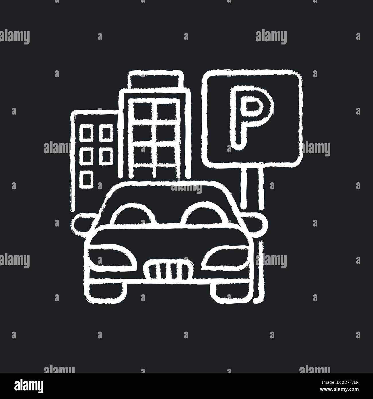 Parking spot chalk white icon on black background Stock Vector Image ...