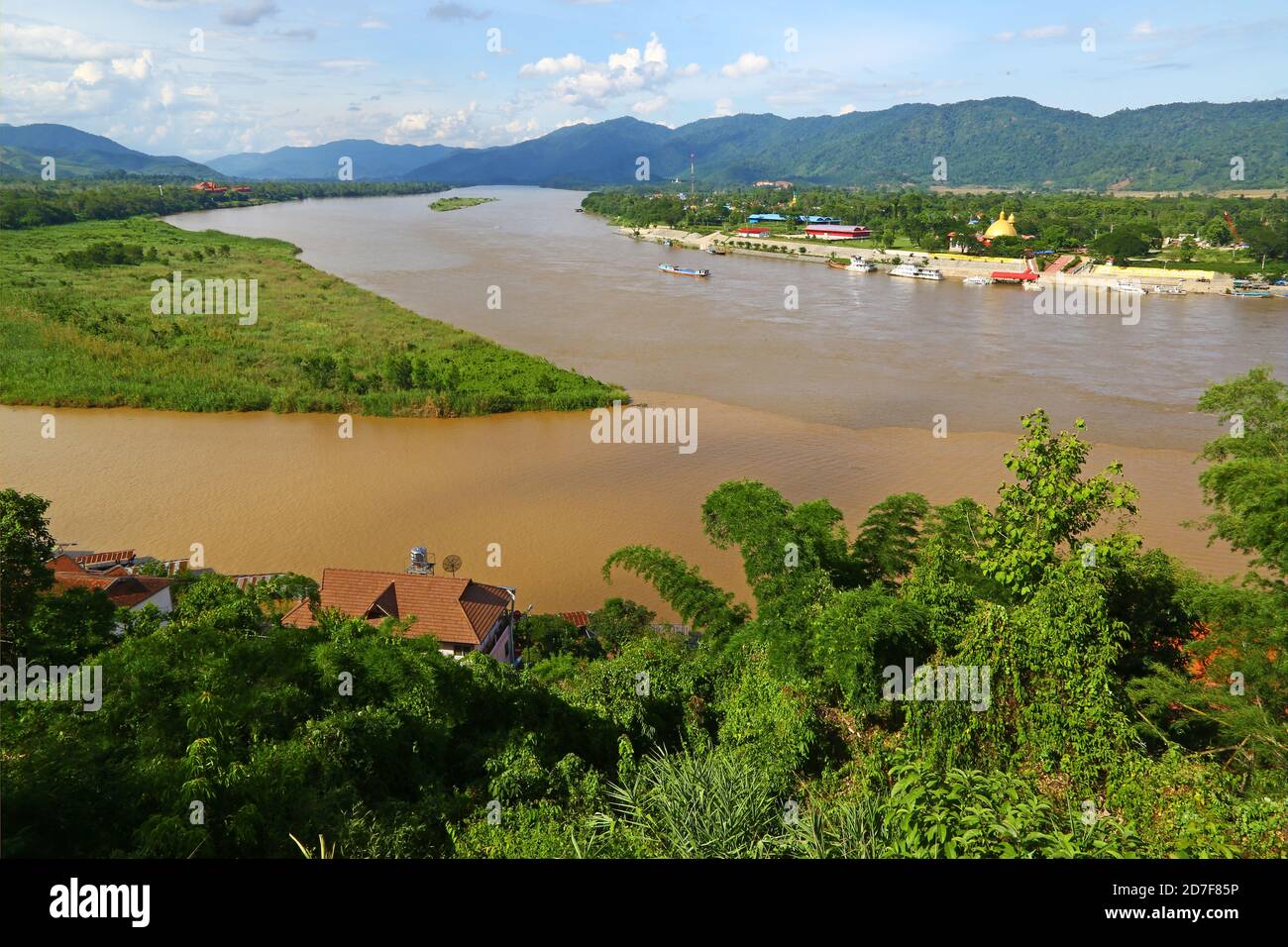 The Golden Triangle, Thailand. The confluence of the Ruak River and the ...