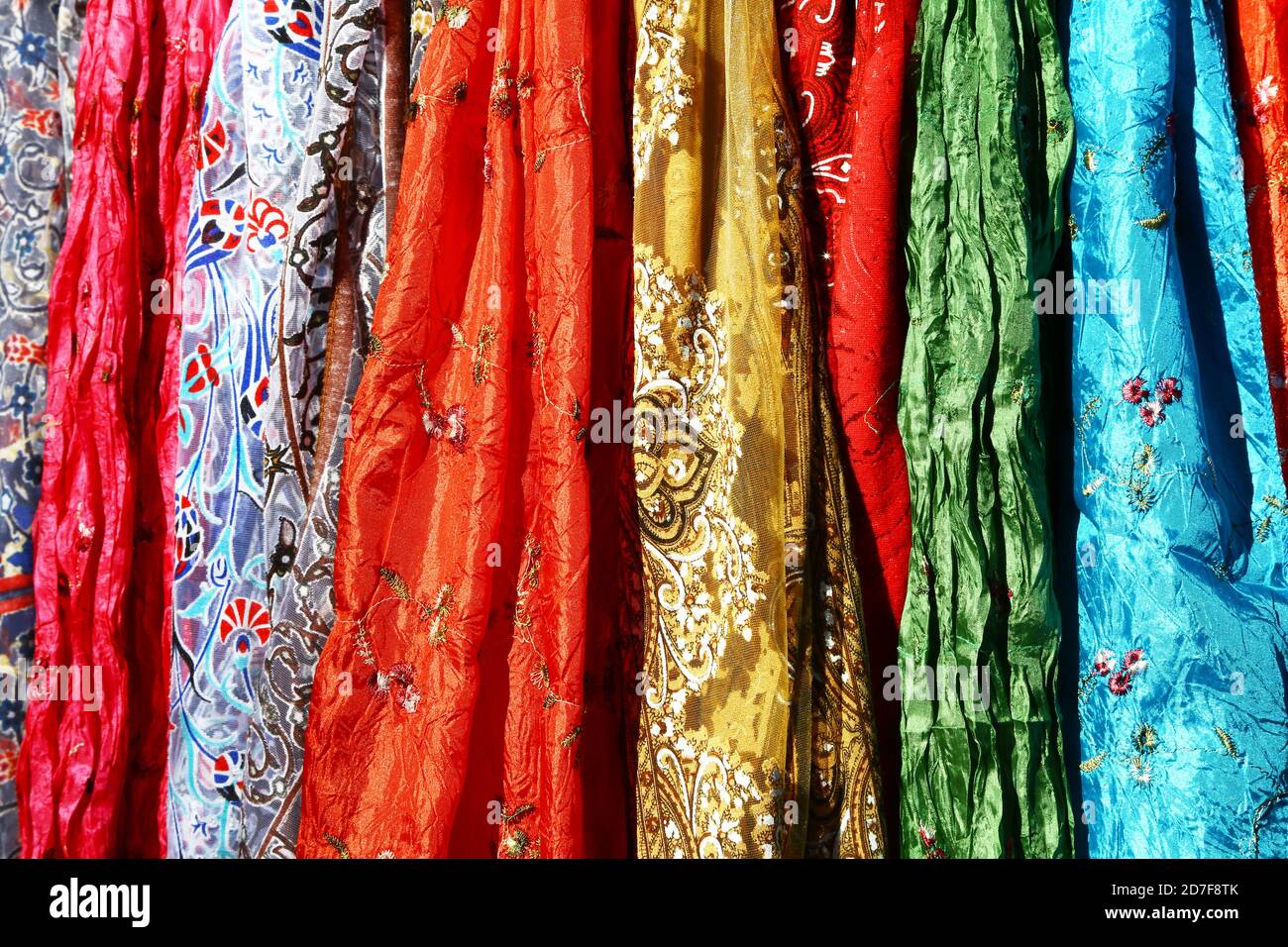 Pile of traditional colorful Arabic scarves Stock Photo - Alamy