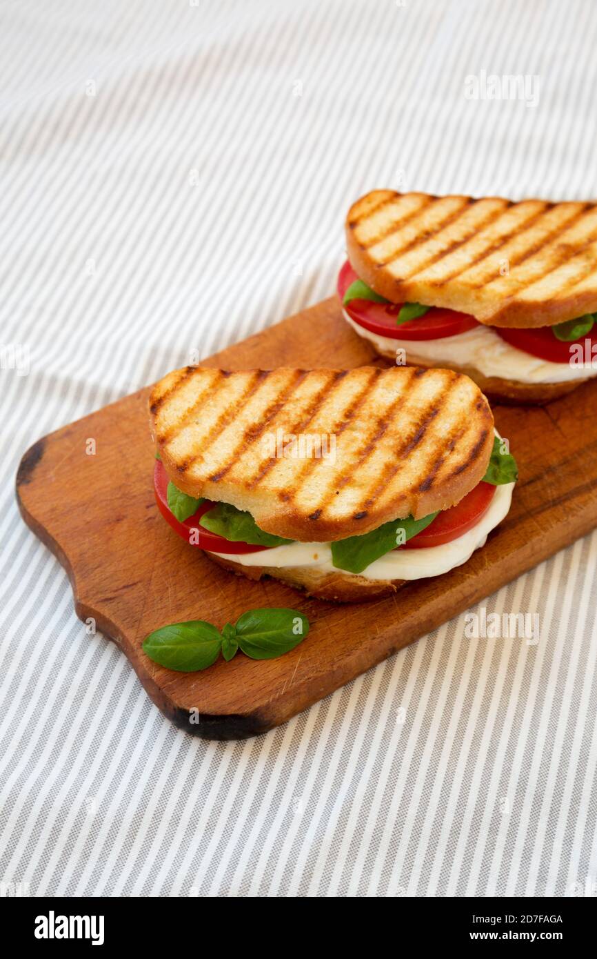 Tasty Grilled Caprese Panini (Mozzarella, Tomatoes and Basil) on a ...