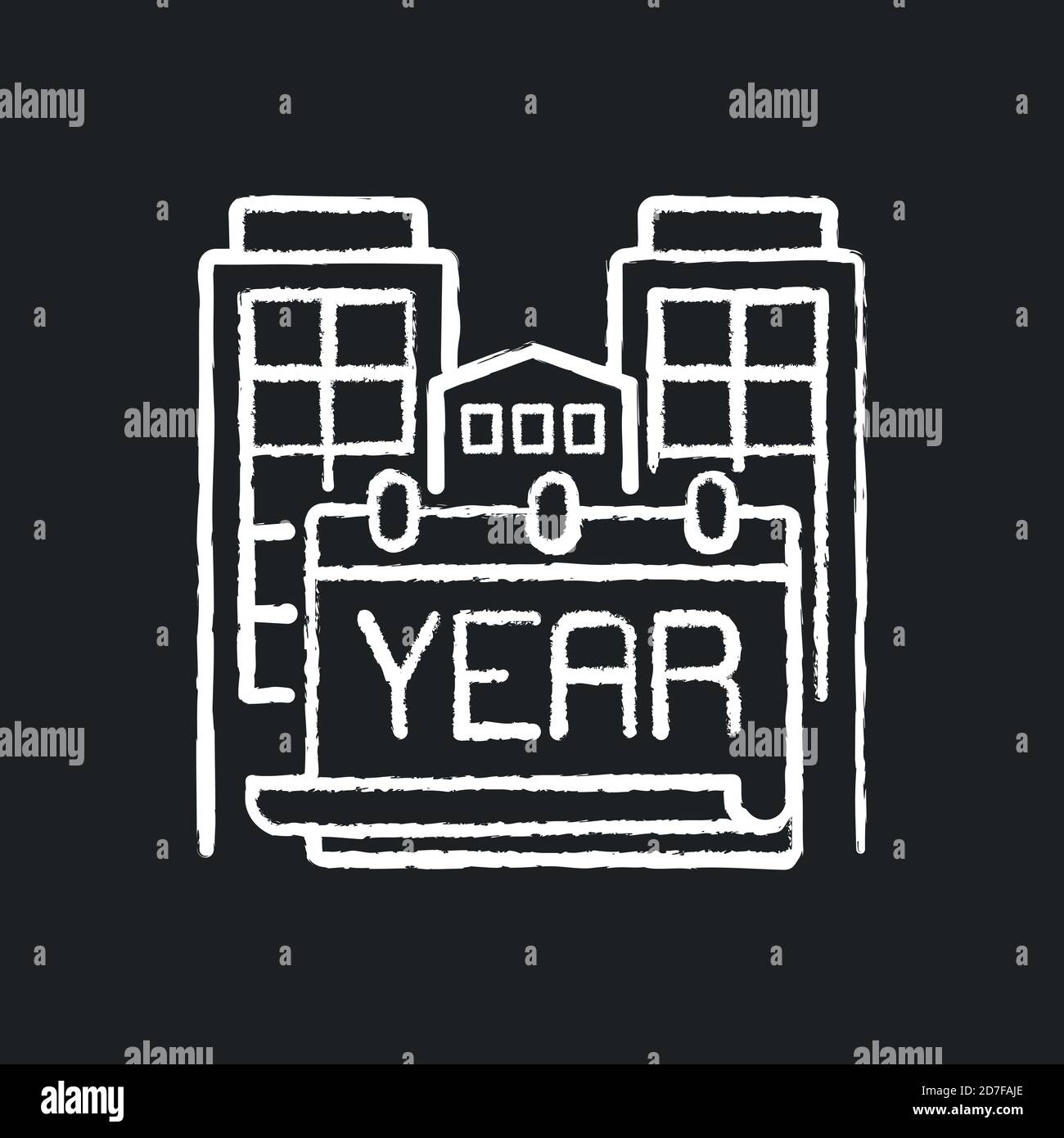 Year built chalk white icon on black background Stock Vector Image ...