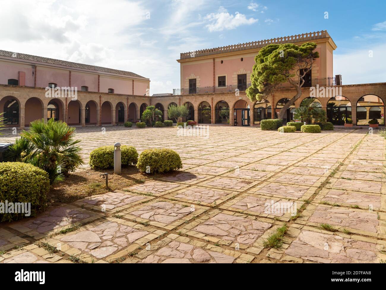 Terrasini, Sicily, Italy - September 26, 2020: Palace of Aumale, the ...