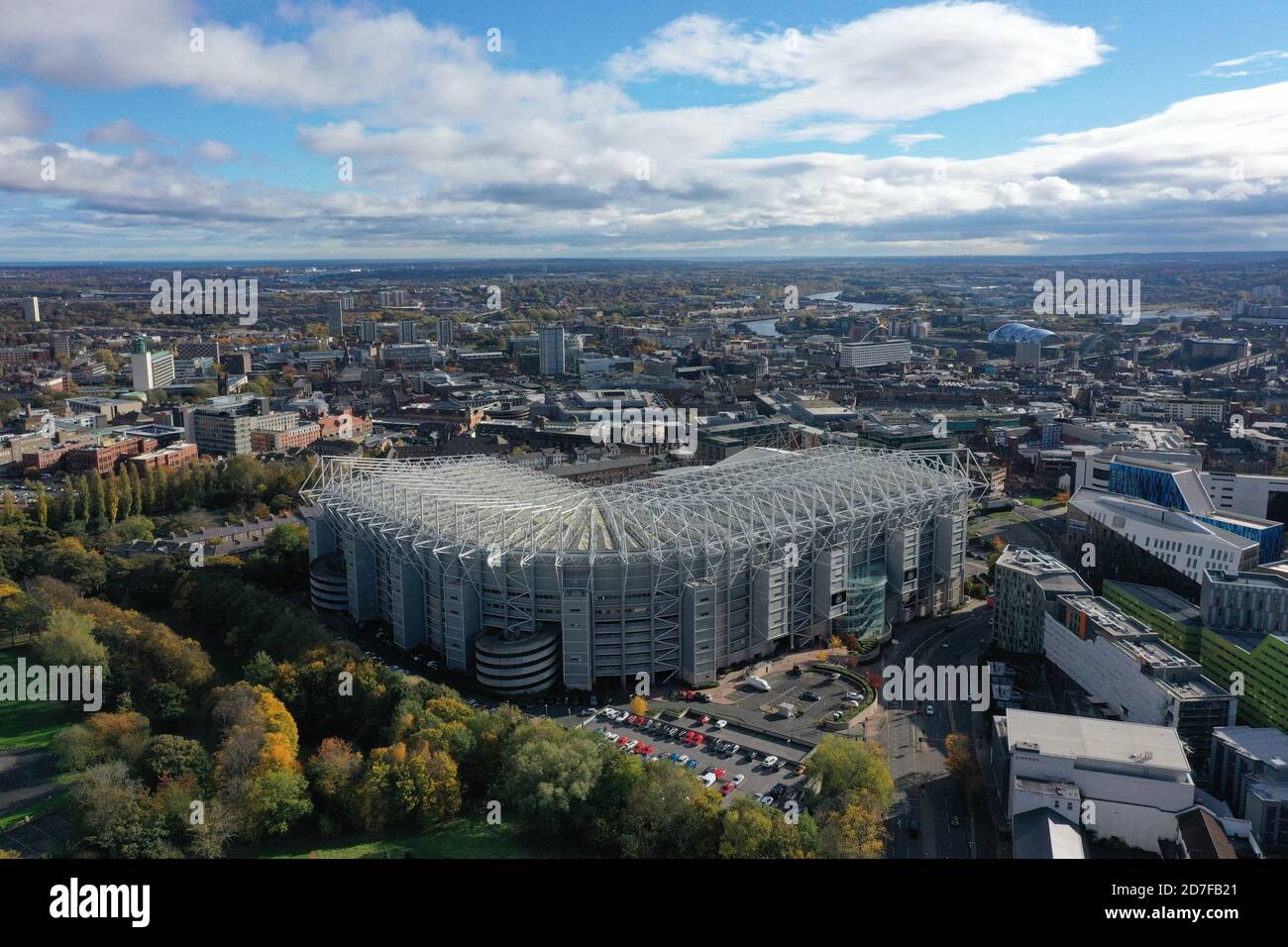 An aerial view of St James' Park, home of Newcastle United in Newcastle Stock Photo - Alamy