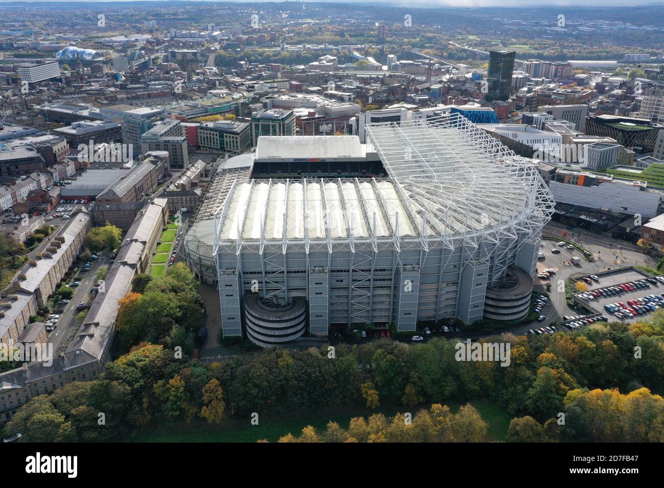 An aerial view of St James' Park, home of Newcastle United in Newcastle ...