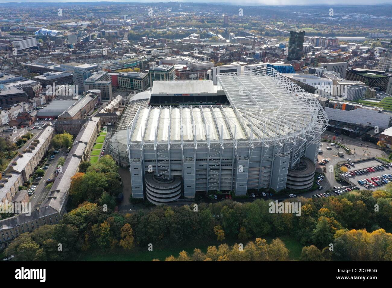 An aerial view of St James' Park, home of Newcastle United in Newcastle ...