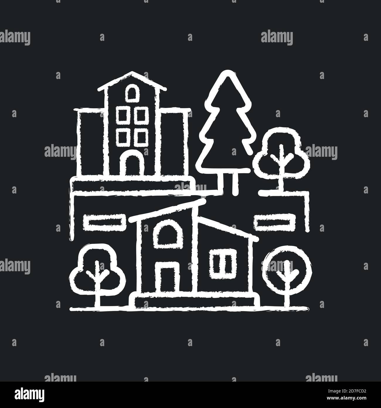 Neighborhood chalk white icon on black background Stock Vector Image ...