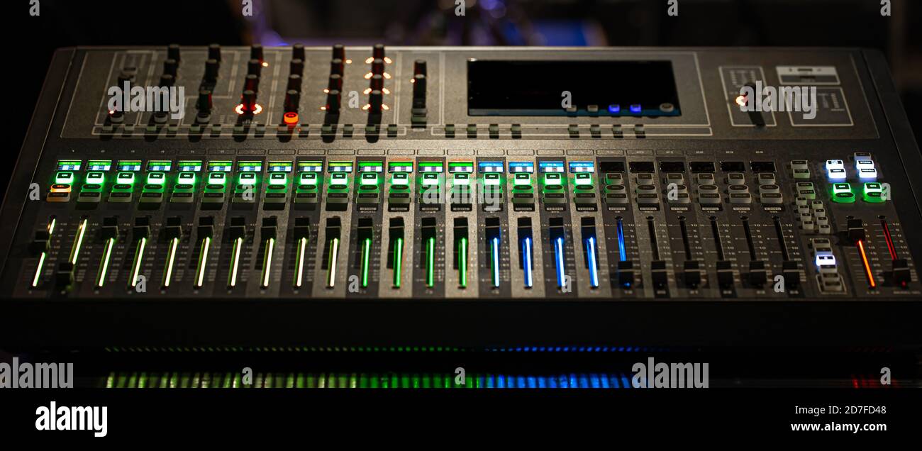 Digital mixer in a recording Studio. Work with sound. The concept of ...