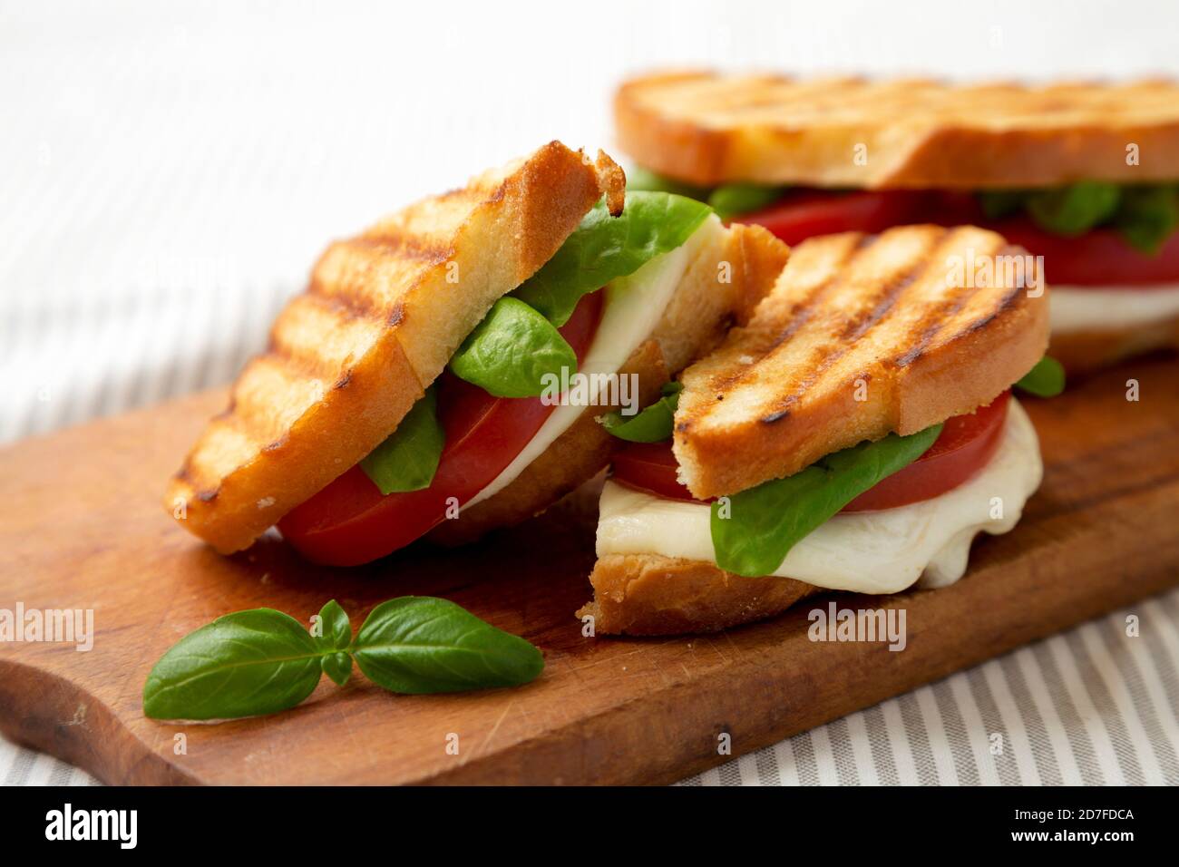 Tasty Grilled Caprese Panini (Mozzarella, Tomatoes and Basil) on a ...