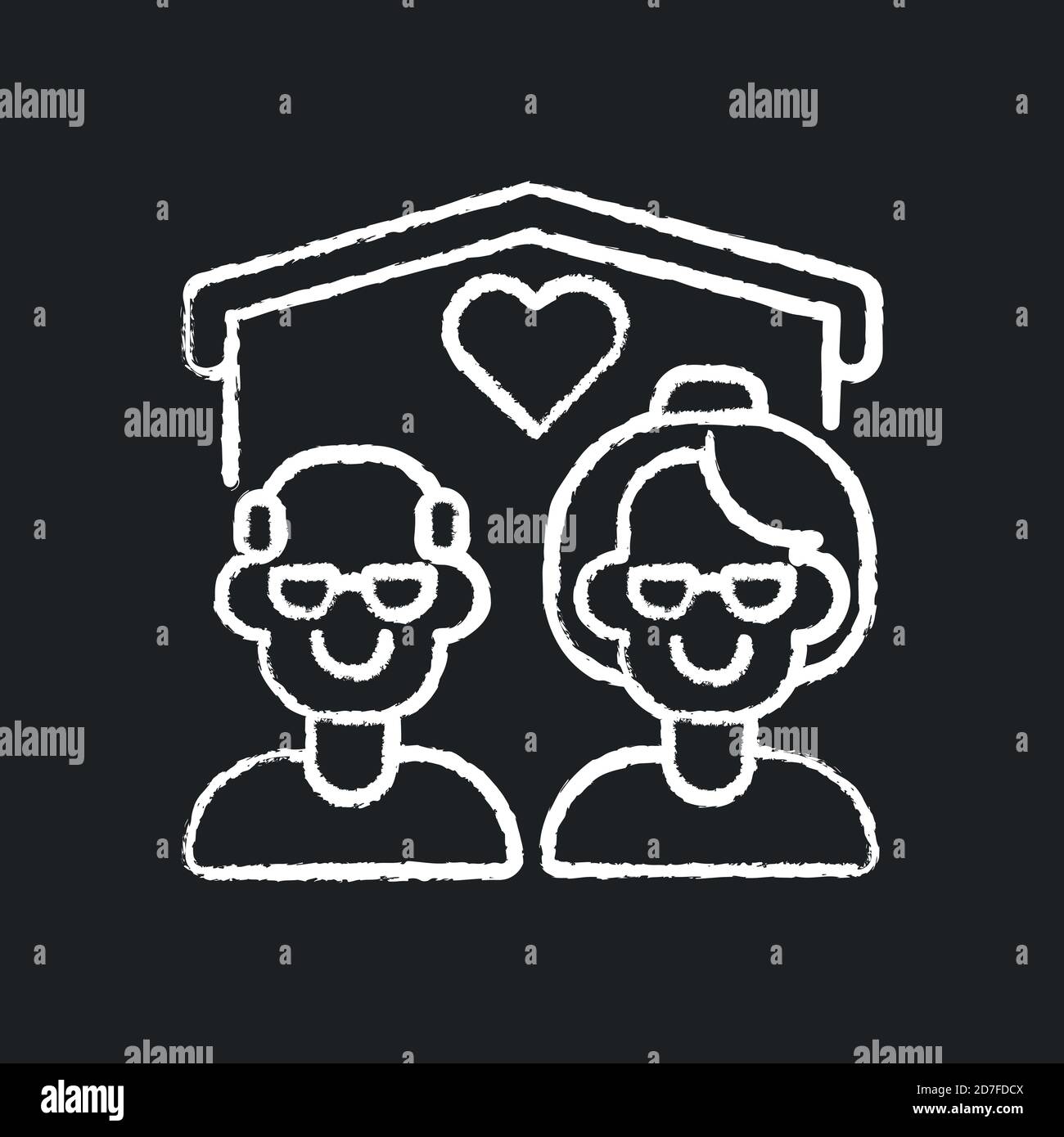 Senior housing chalk white icon on black background Stock Vector Image ...