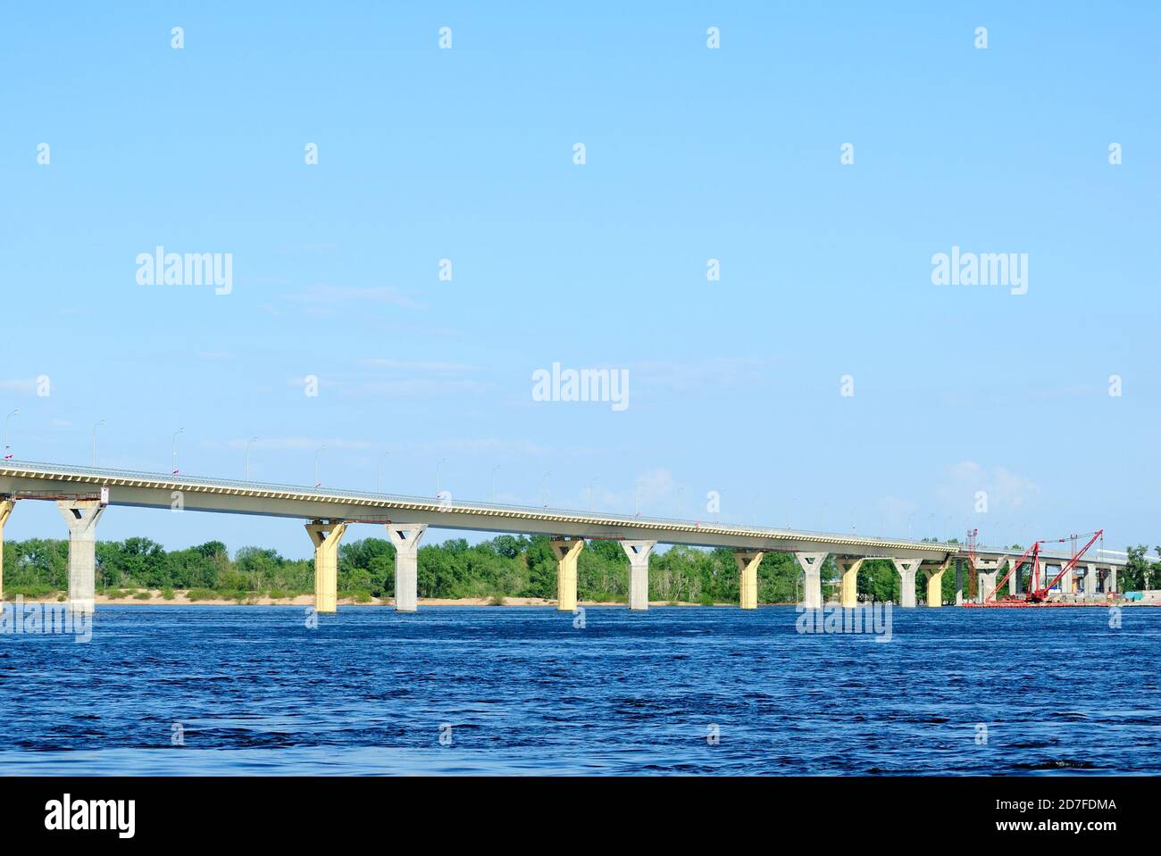 Construction of a new bridge over the river Volga, Russia Stock Photo ...