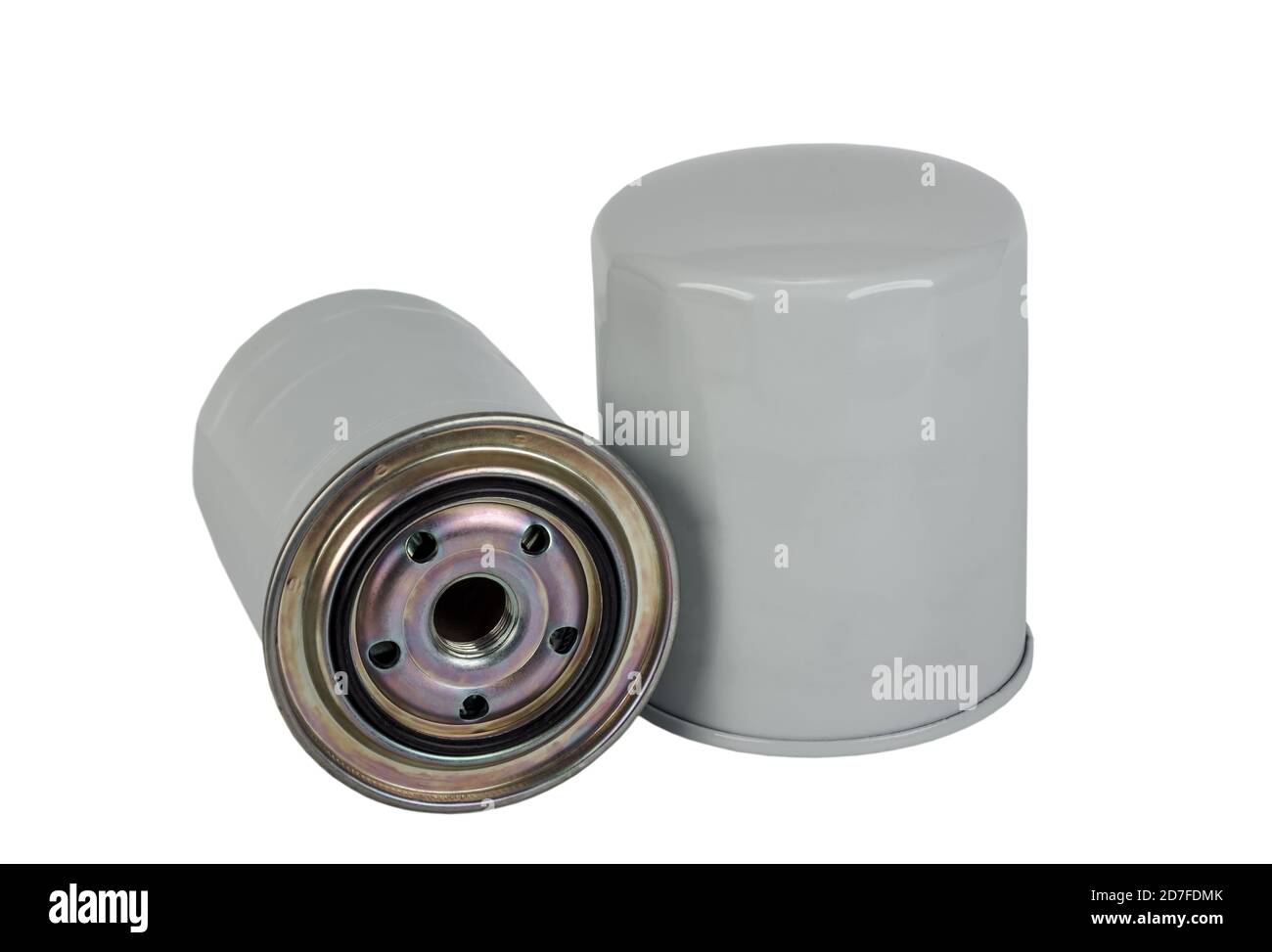Fuel and oil motor filter isolated on white background Stock Photo - Alamy
