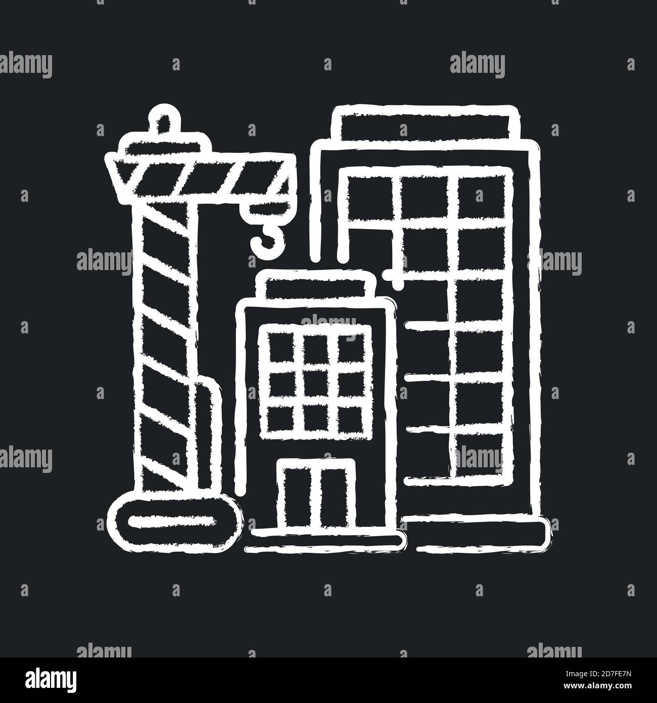 New building chalk white icon on black background Stock Vector Image ...