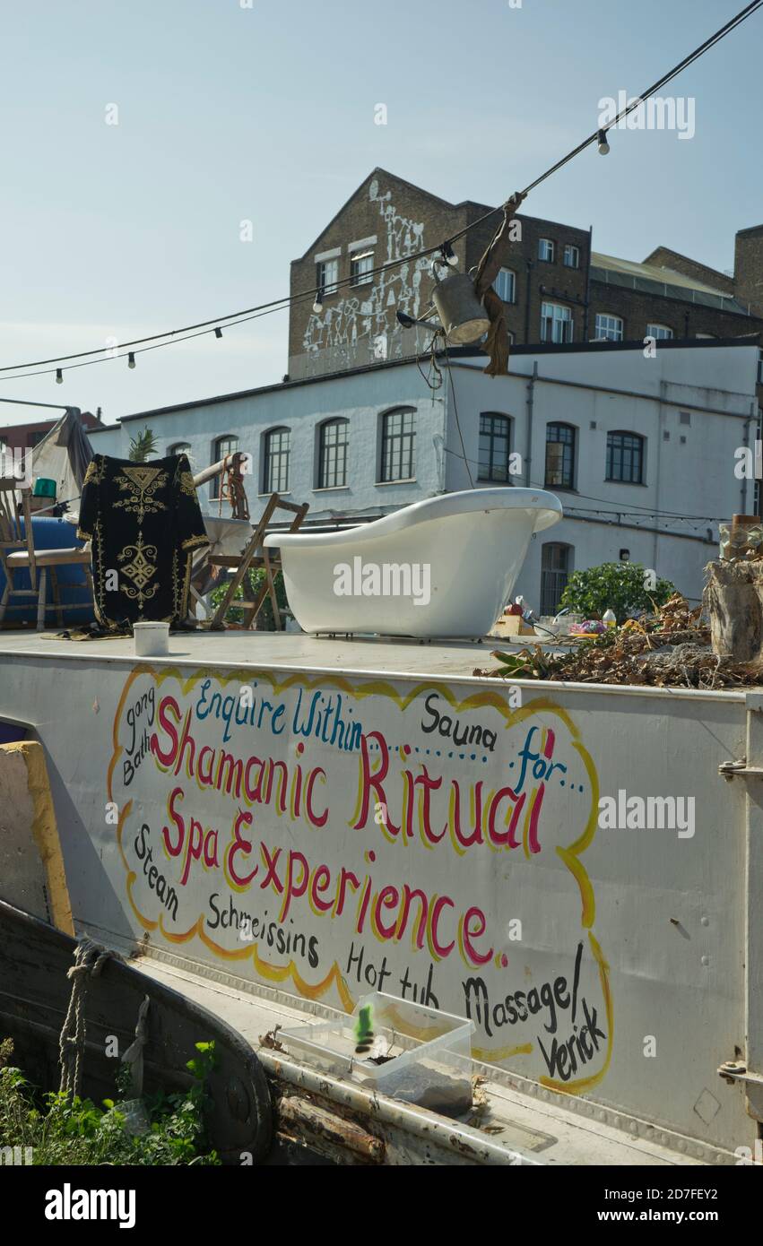 Narrow boats with solar panels on the water canal near Stratford by ...