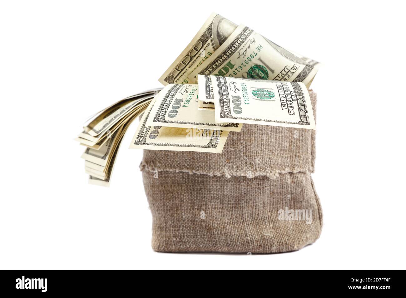 Banknotes money dollars in the bag isolated on white background Stock ...