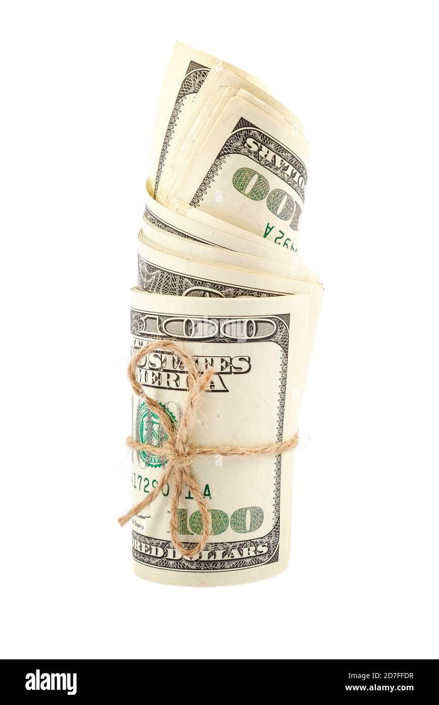 Banknotes of dollars money isolated on white background Stock Photo - Alamy