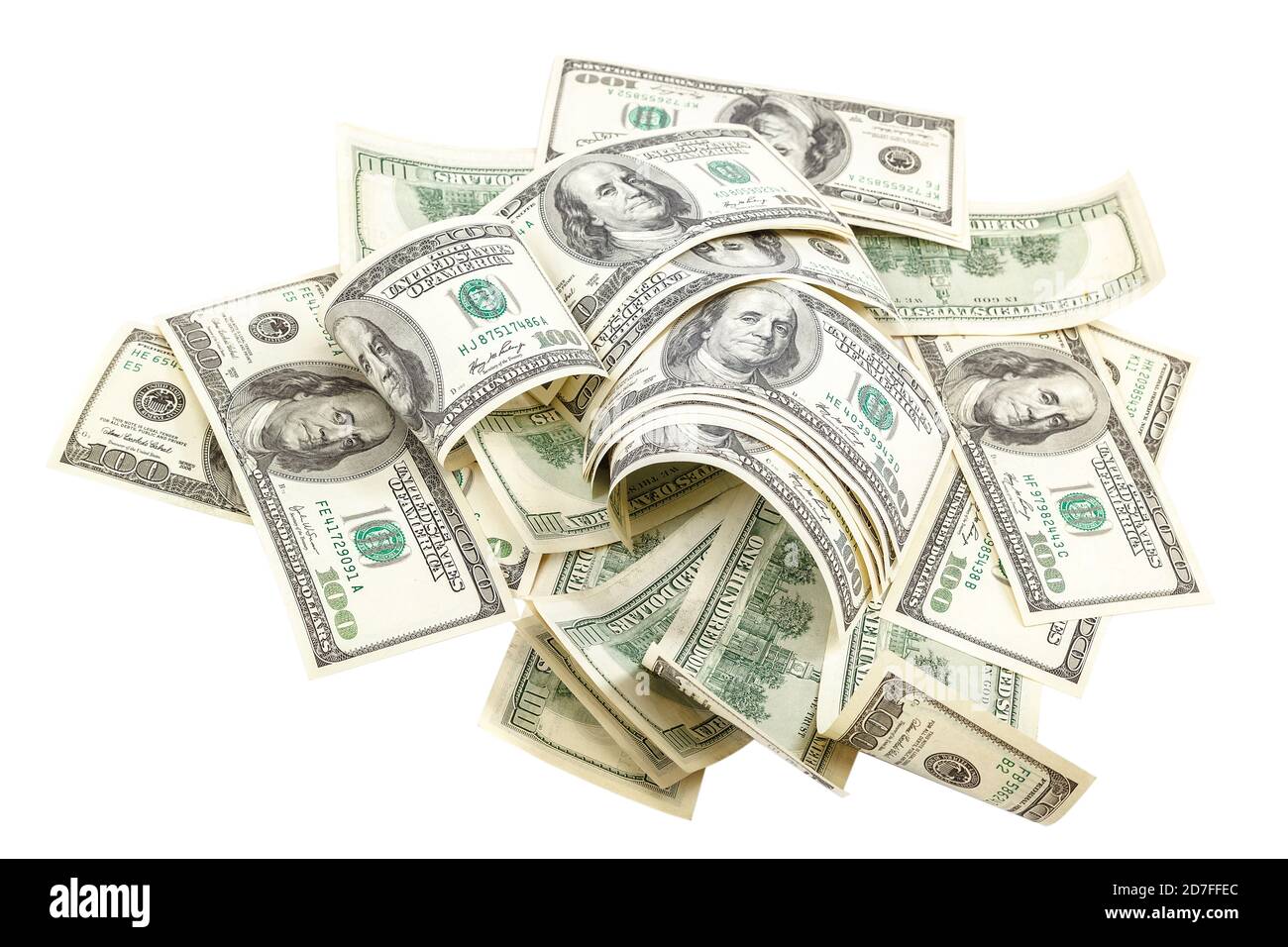 Banknotes of dollars money isolated on white background Stock Photo - Alamy