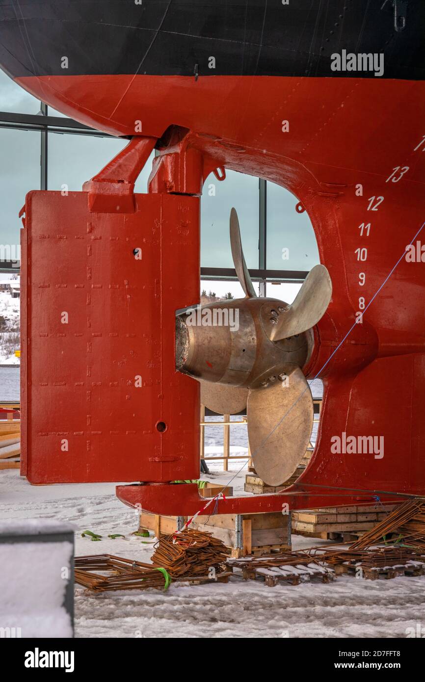 Ship propeller from the old Ship Finnmarken in Stokmarknes, Lofoten ...