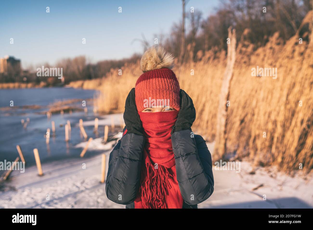 Cold weather accessories winter face protection woman covering ears ...