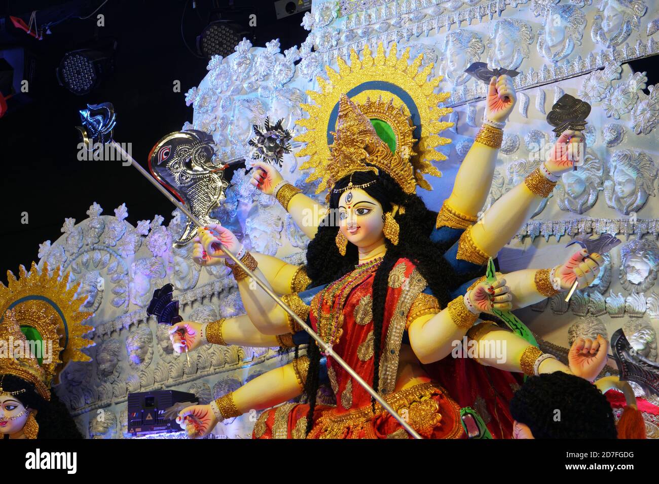 Picture of the great fort festival of Hinduism. The image of the Durga ...