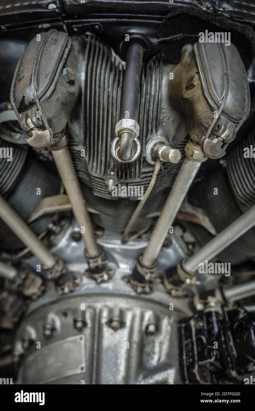 detail of a historic rotary plane engine Stock Photo - Alamy