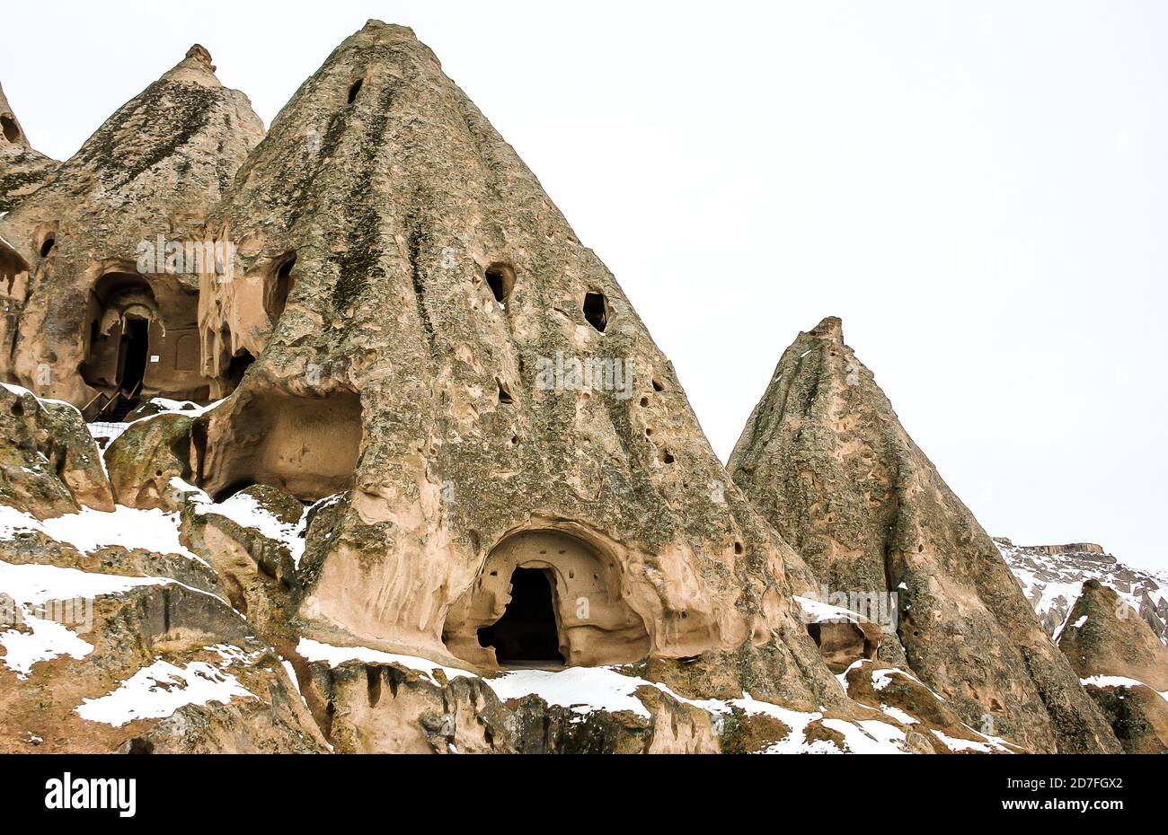 The 8th century cave monastery Selime in winter, Cappadocia, Turkey ...