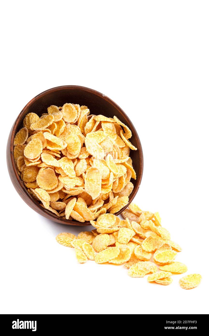 Corn flakes isolated on a white background Stock Photo - Alamy