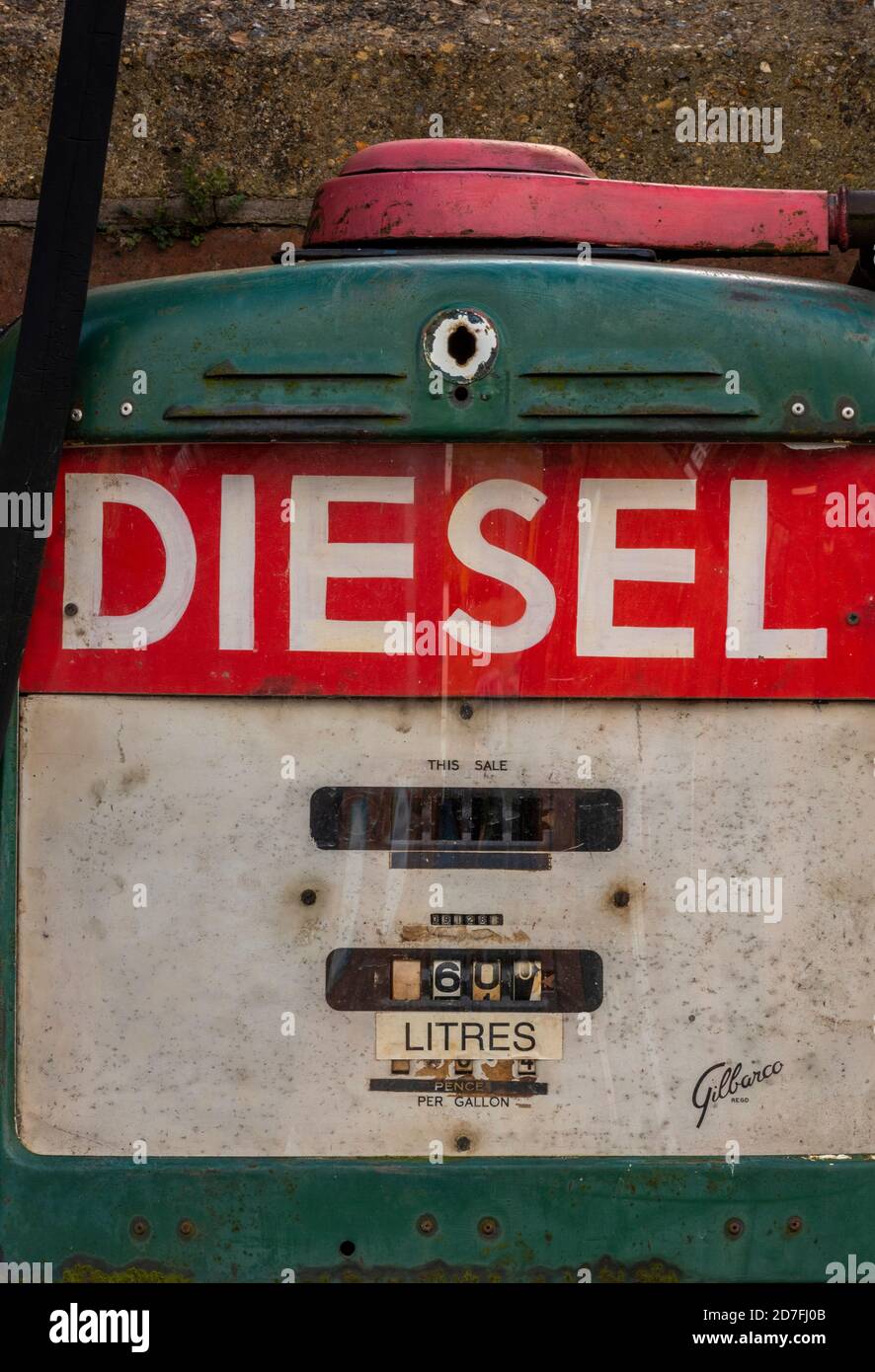 an old diesel pump on the grand union canal at a braunston boatyard ...