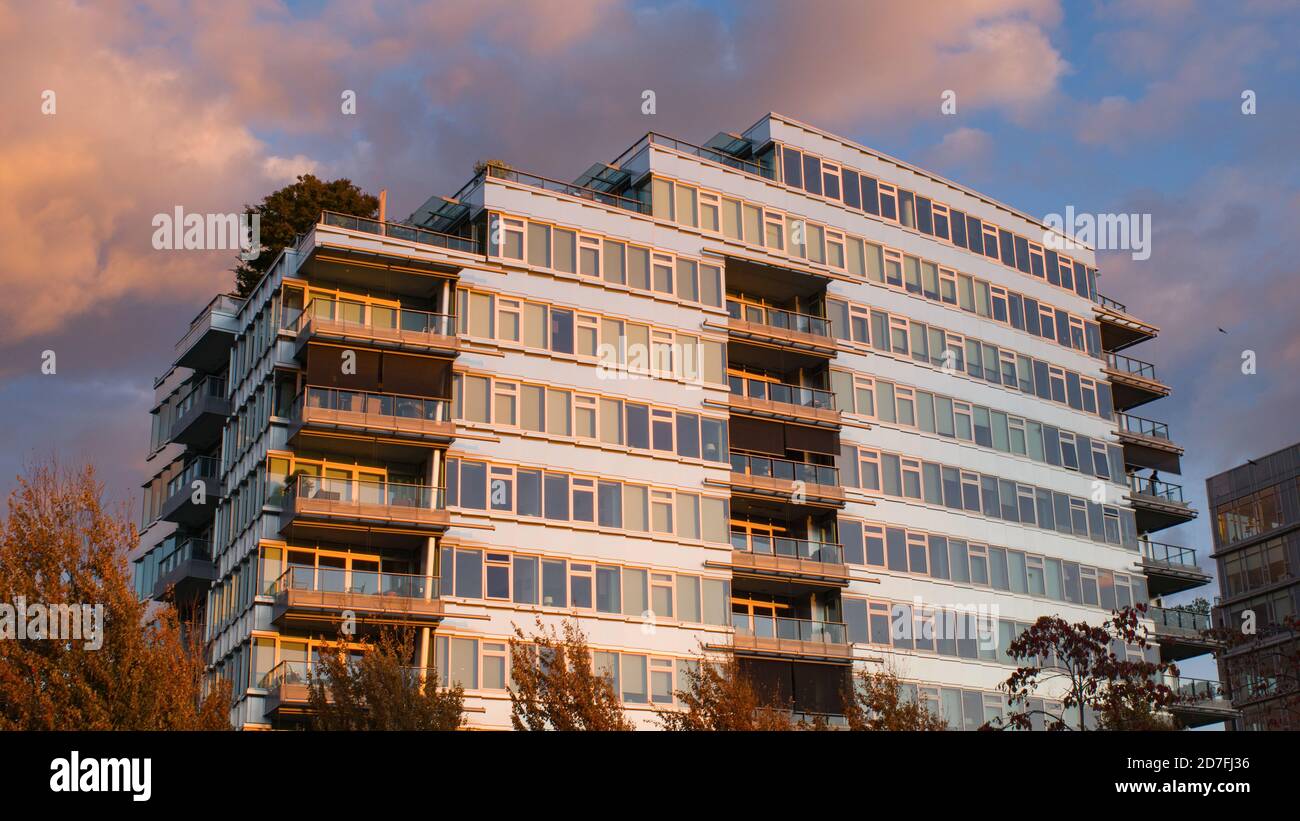 Modern Building in vancouver blue sky with clouds Stock Photo - Alamy