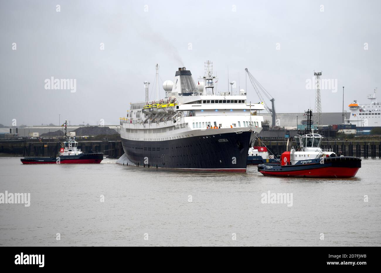 21/10/2020. Tilbury Docks River Thames UK Images show Astoria leaving ...