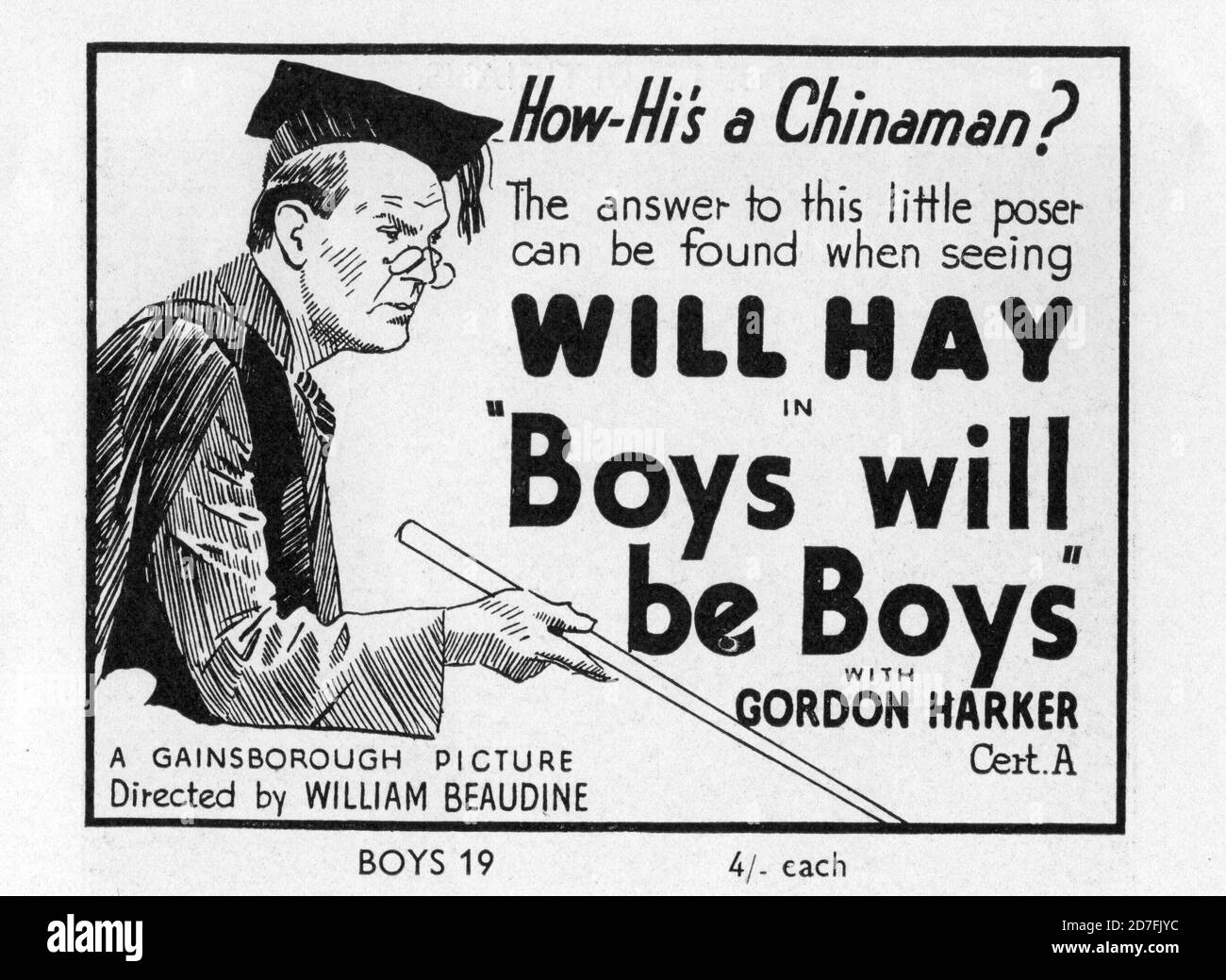 WILL HAY in BOYS WILL BE BOYS 1935 director WILLIAM BEAUDINE based on ...