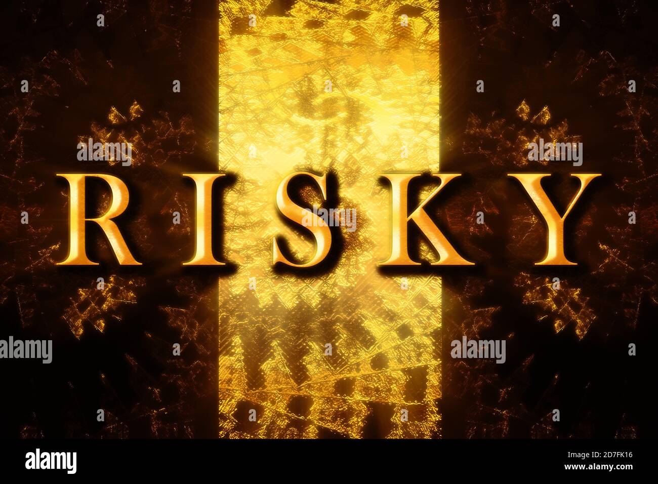 The word Risky against an abstract golden texture background Stock ...
