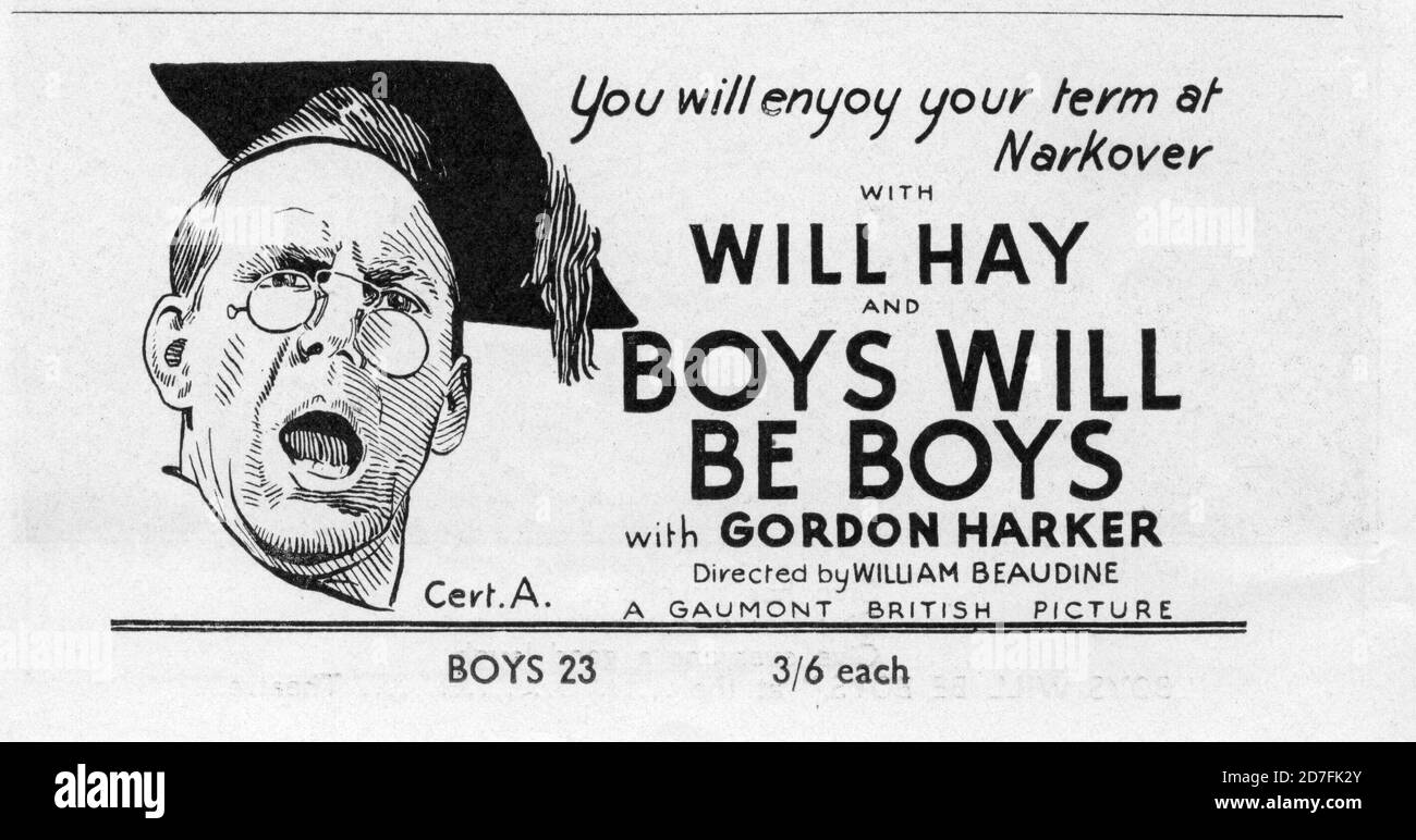 WILL HAY in BOYS WILL BE BOYS 1935 director WILLIAM BEAUDINE based on ...