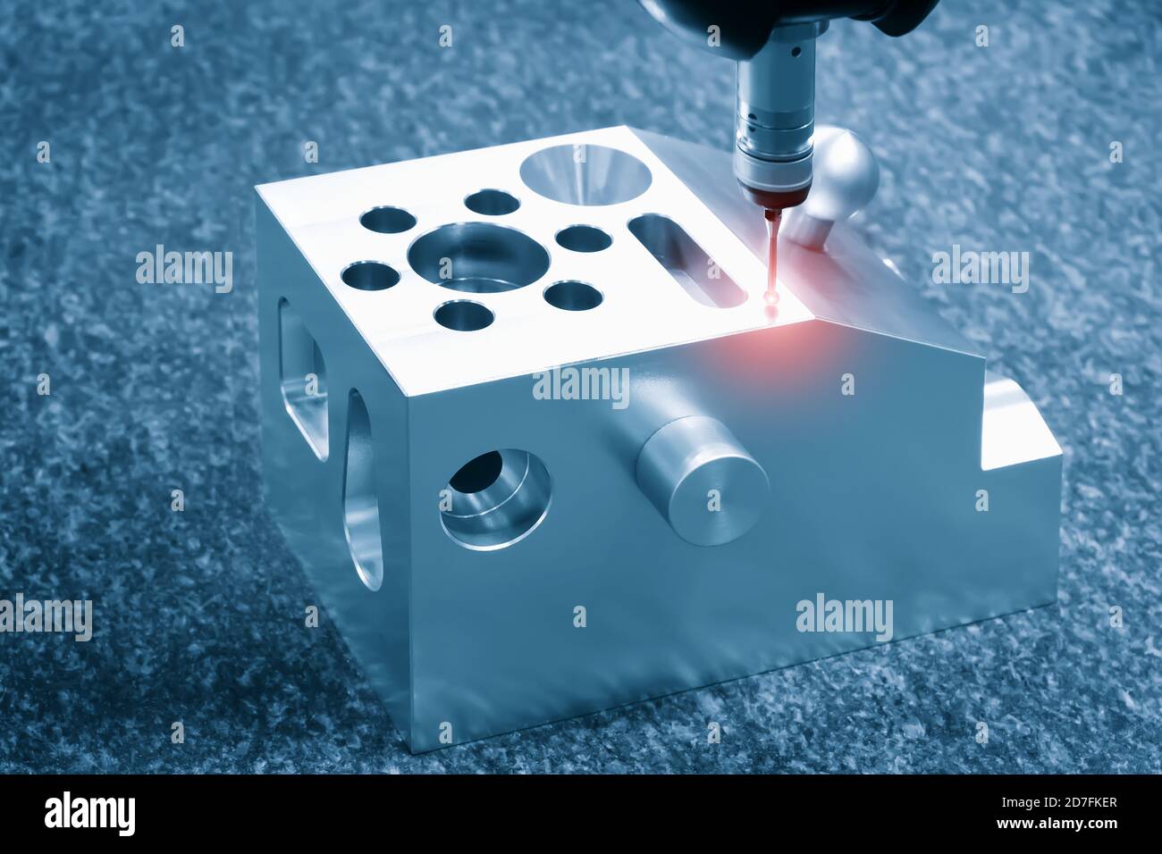 Operator inspection dimension metal parts by CMM after machining ...