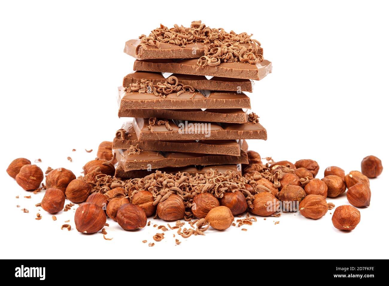 Chocolate tiles and nuts isolated on white background Stock Photo - Alamy