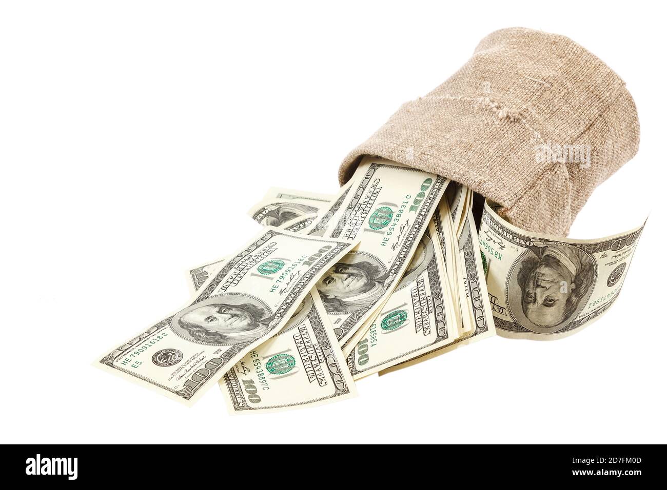 Banknotes money dollars in the bag isolated on white background Stock ...