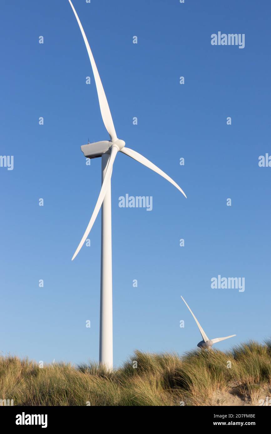 Windmill in the landscape, day with blue sky and no clouds, at the ...