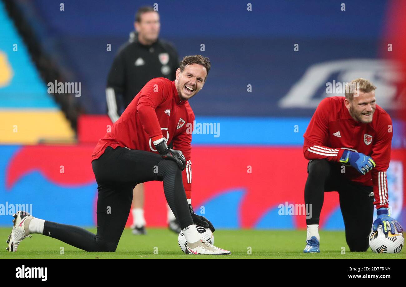 Wales' goalkeeper Danny Ward and Wales goalkeeper Adam Davies (right ...