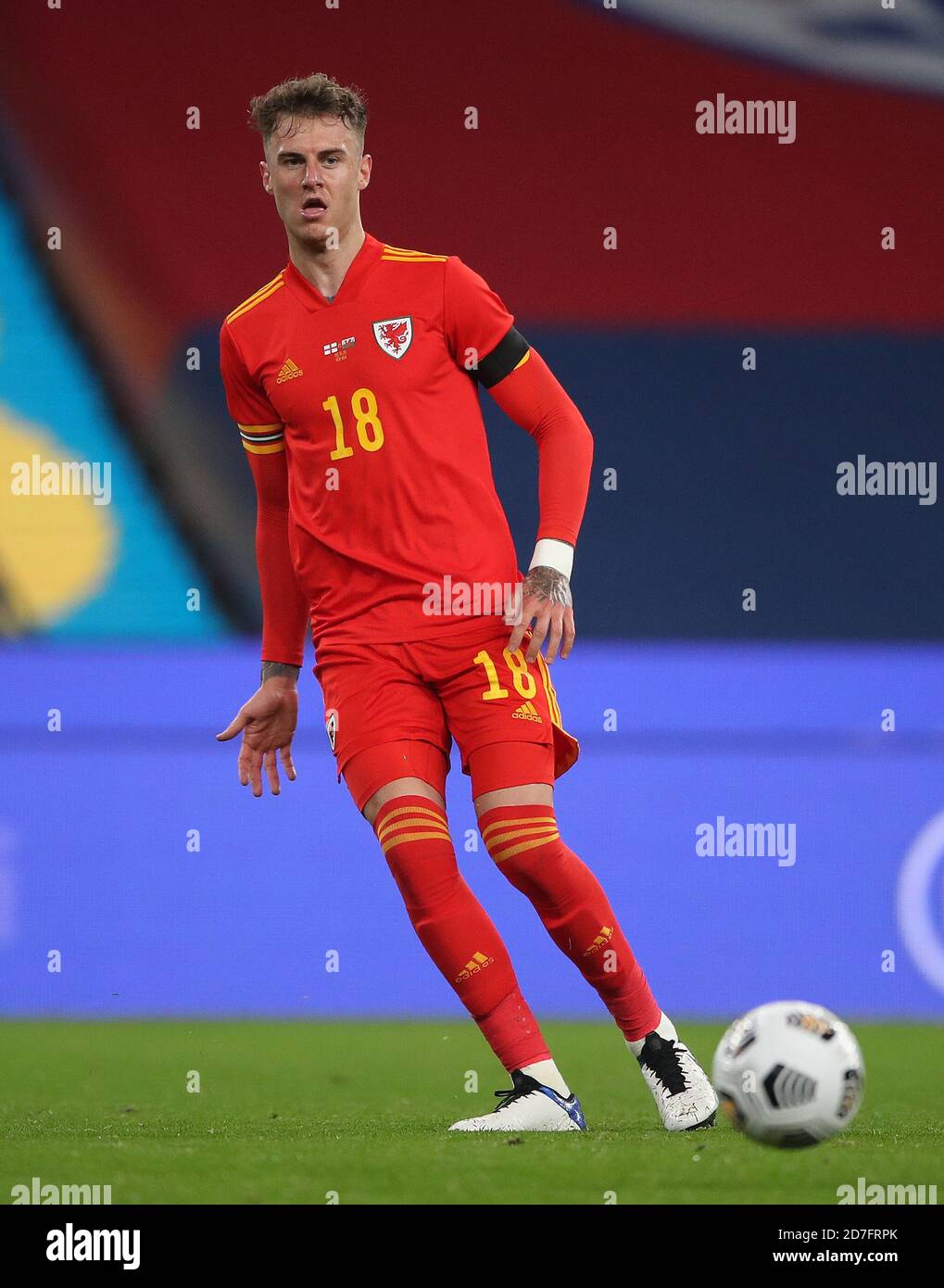 Wales' Joe Rodon during the international friendly match at Wembley ...