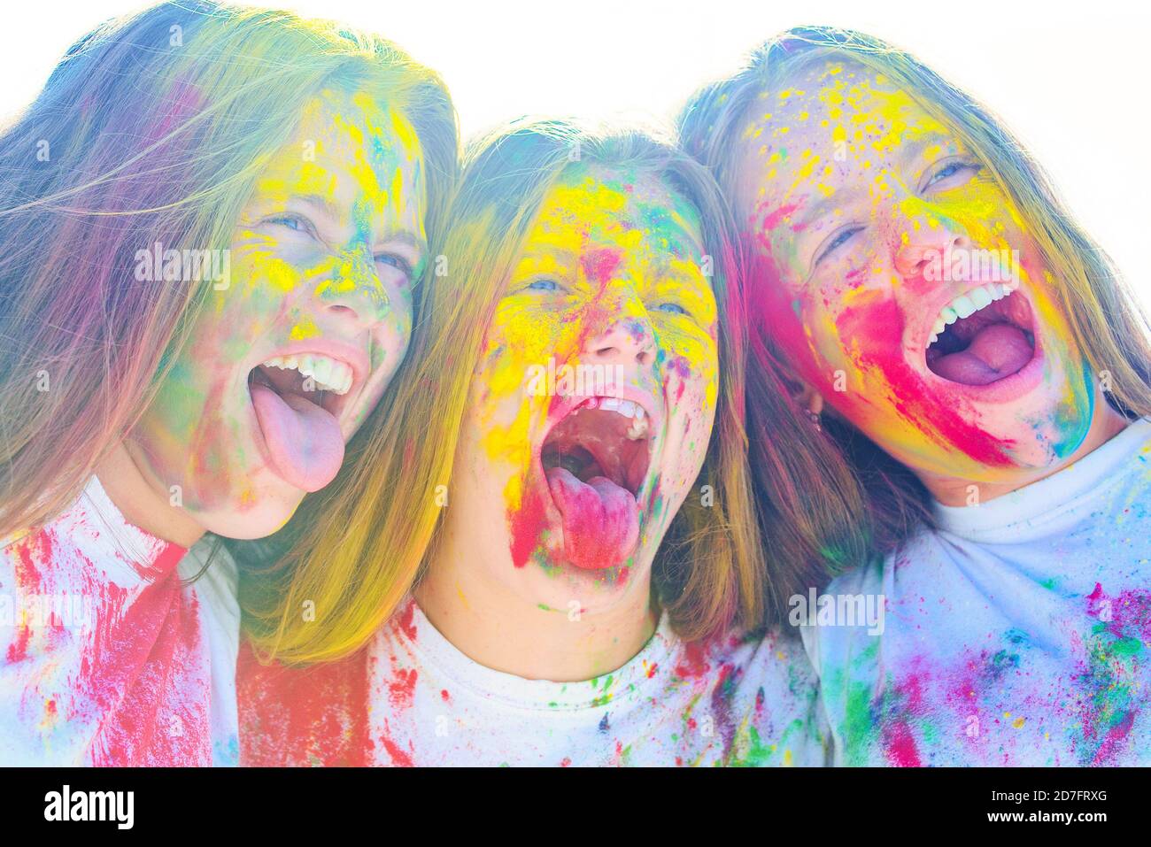 Teenager friends with dry colors. Drycolors. Teenage school friends ...