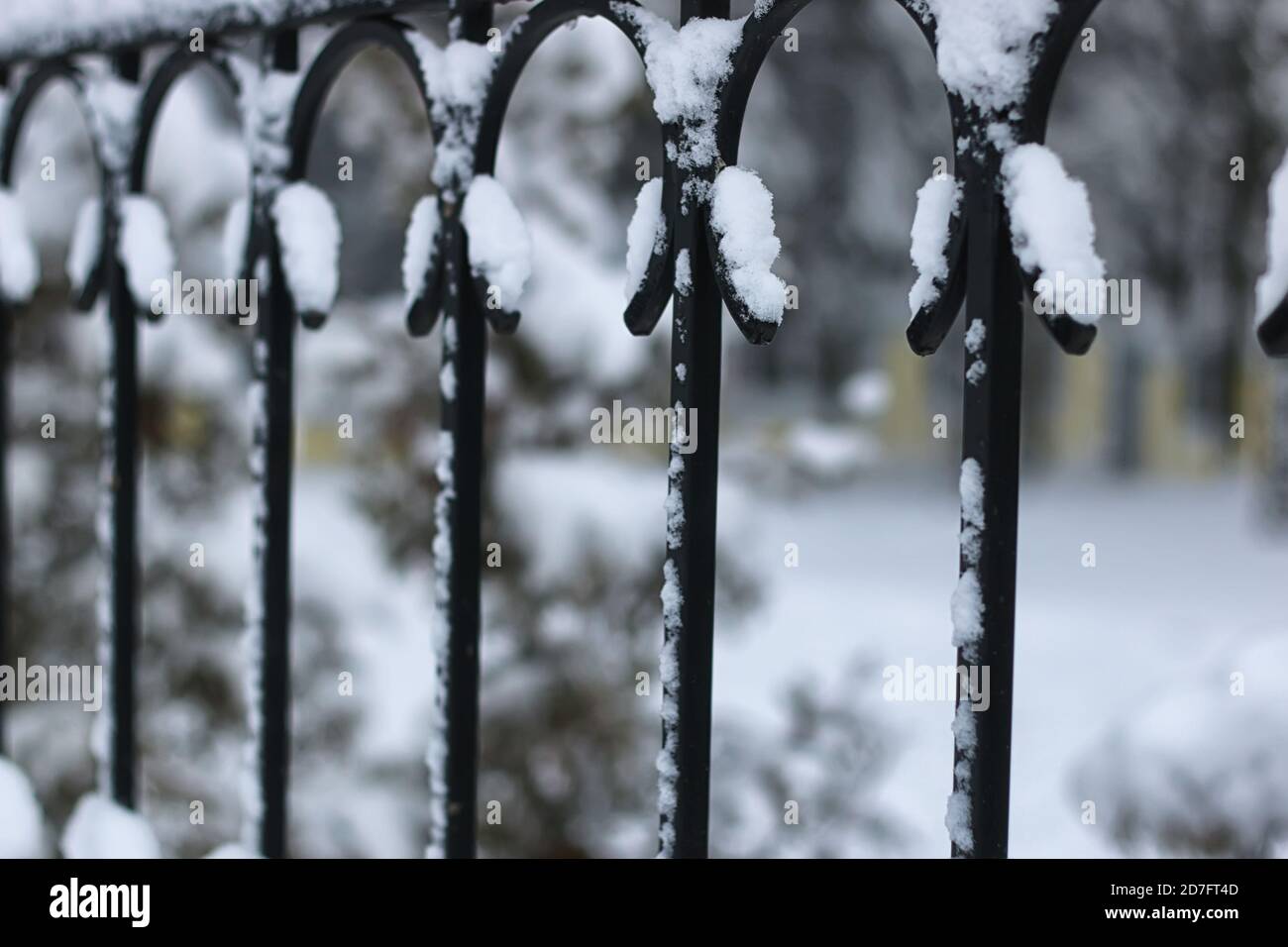 winter wrought fence gates Stock Photo - Alamy